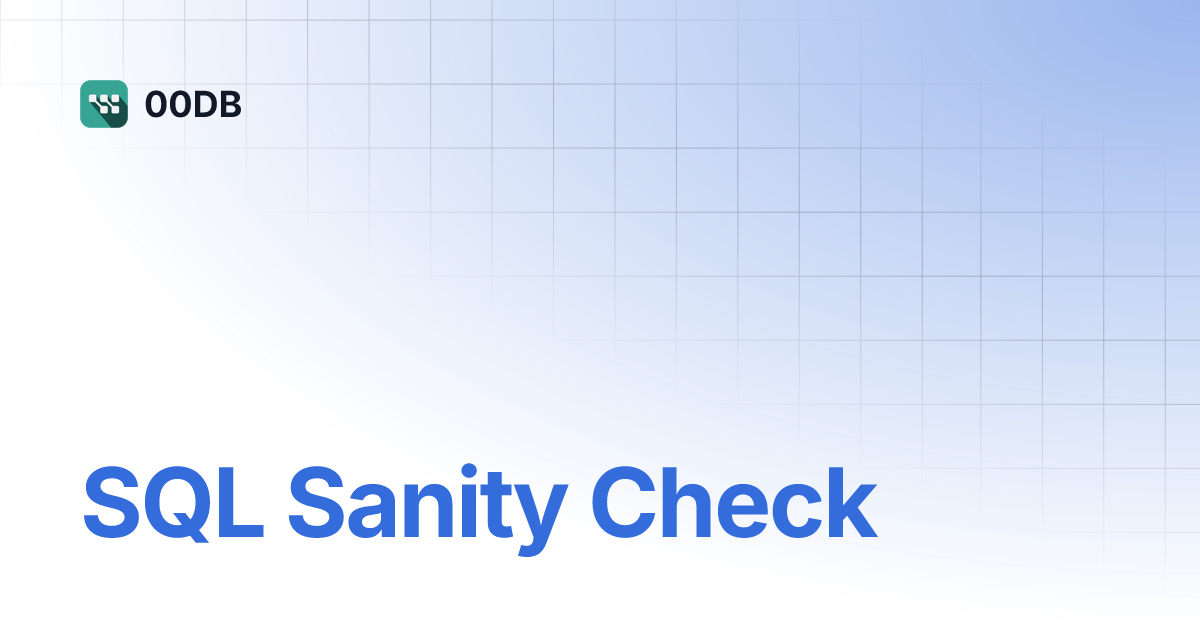 SQL Sanity Check | 00DB