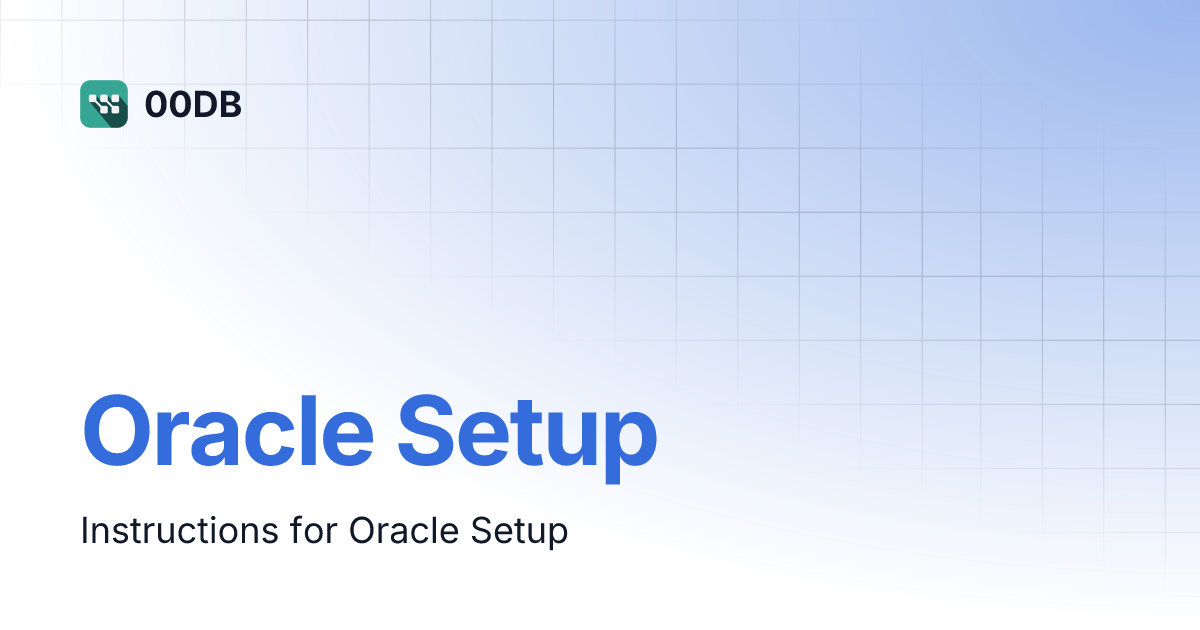 Oracle Setup | 00DB
